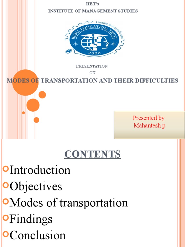 Modes of Transportation and Their Difficulties | PDF | Transport ...