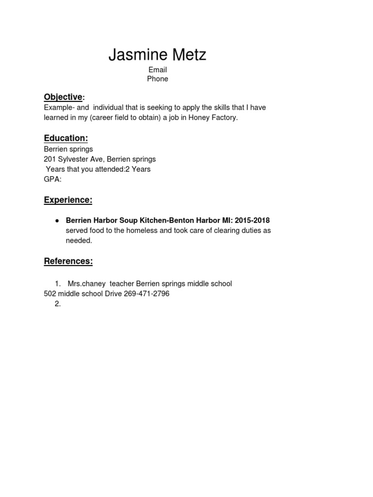 Resume Jasmin Metz | PDF