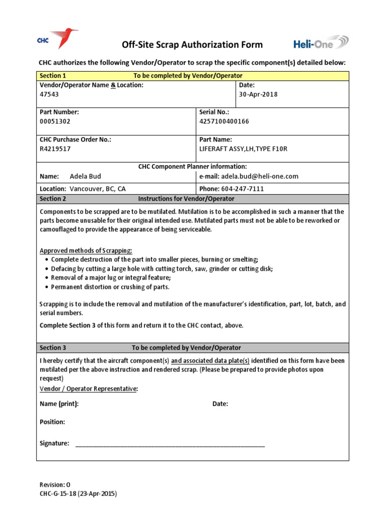 Scrap Form R4219517 | PDF