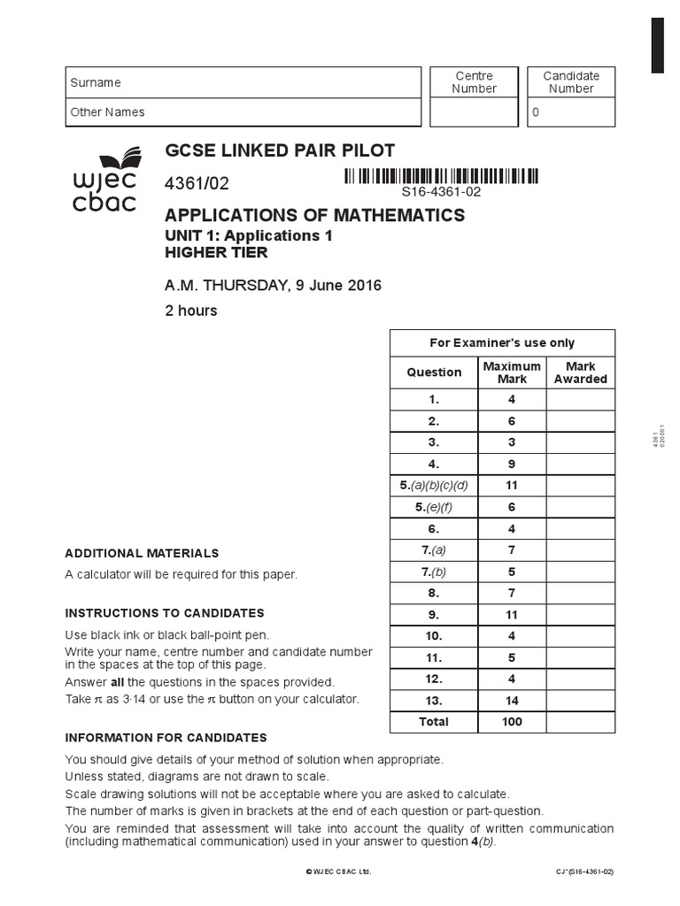 Application of Maths Higher Unit 1 2016 | PDF | Sine | Trigonometric ...