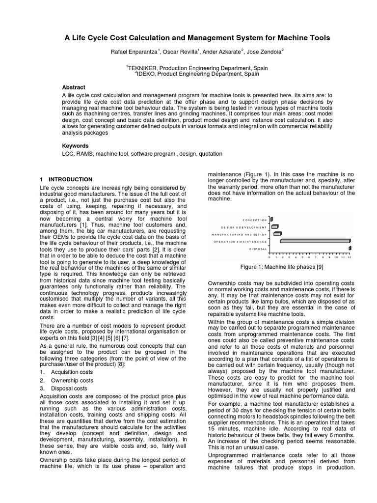 A Life Cycle Cost Calculation and Management System For Machine Tools ...