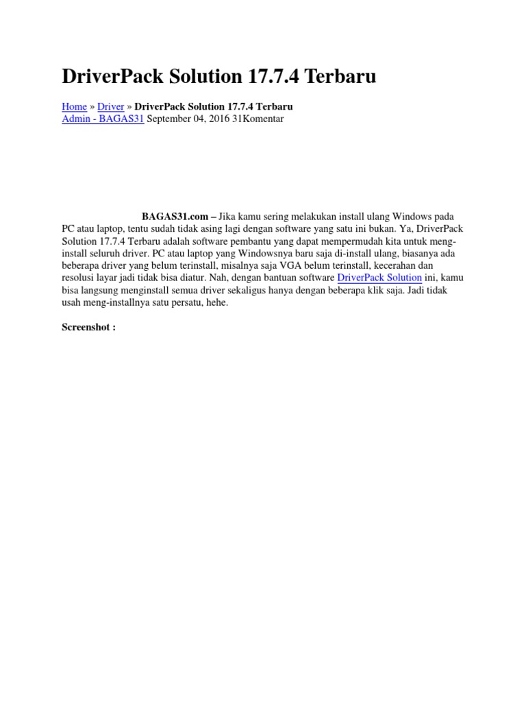 DriverPack Solution 17 | PDF