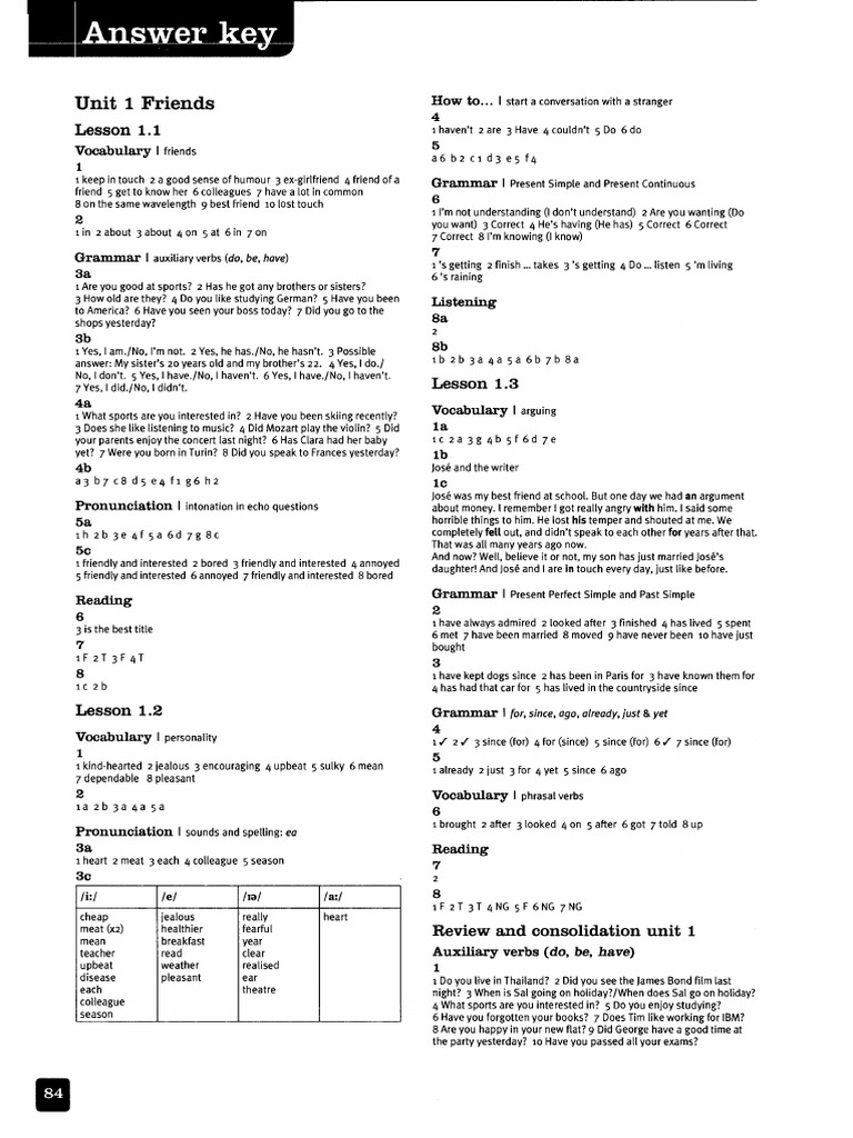 New Total English Intermediate Workbook Book KEYS PDF | PDF