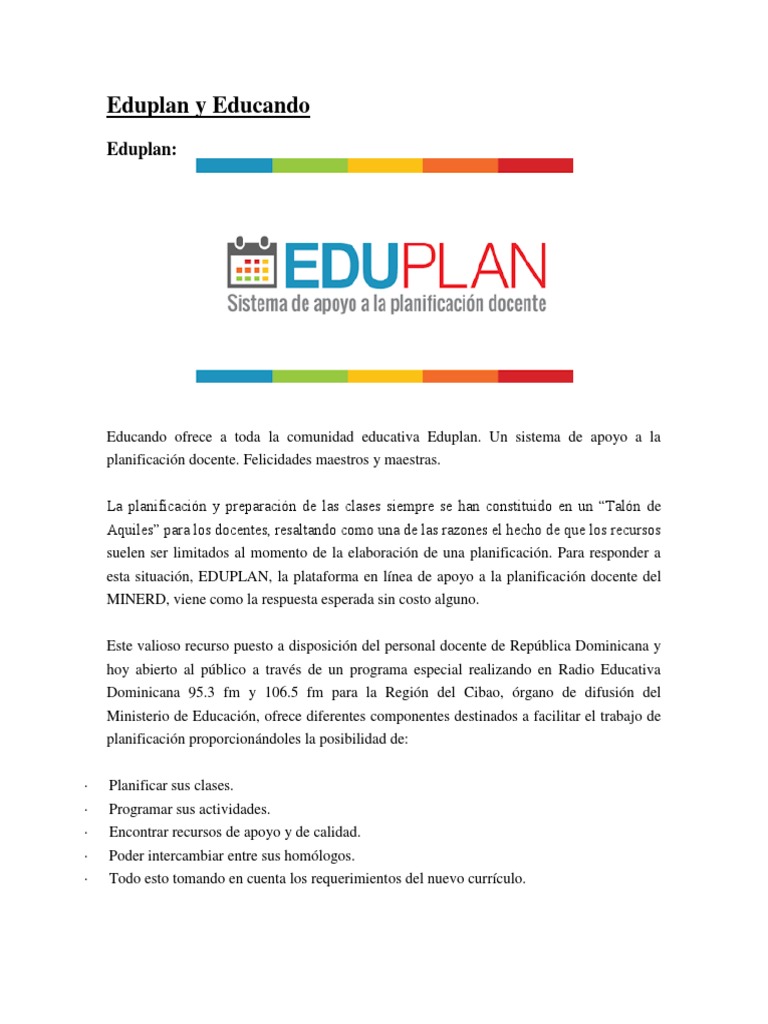 Eduplan: Apoyo a la Planificación Docente | PDF | Multimedia | Maestros