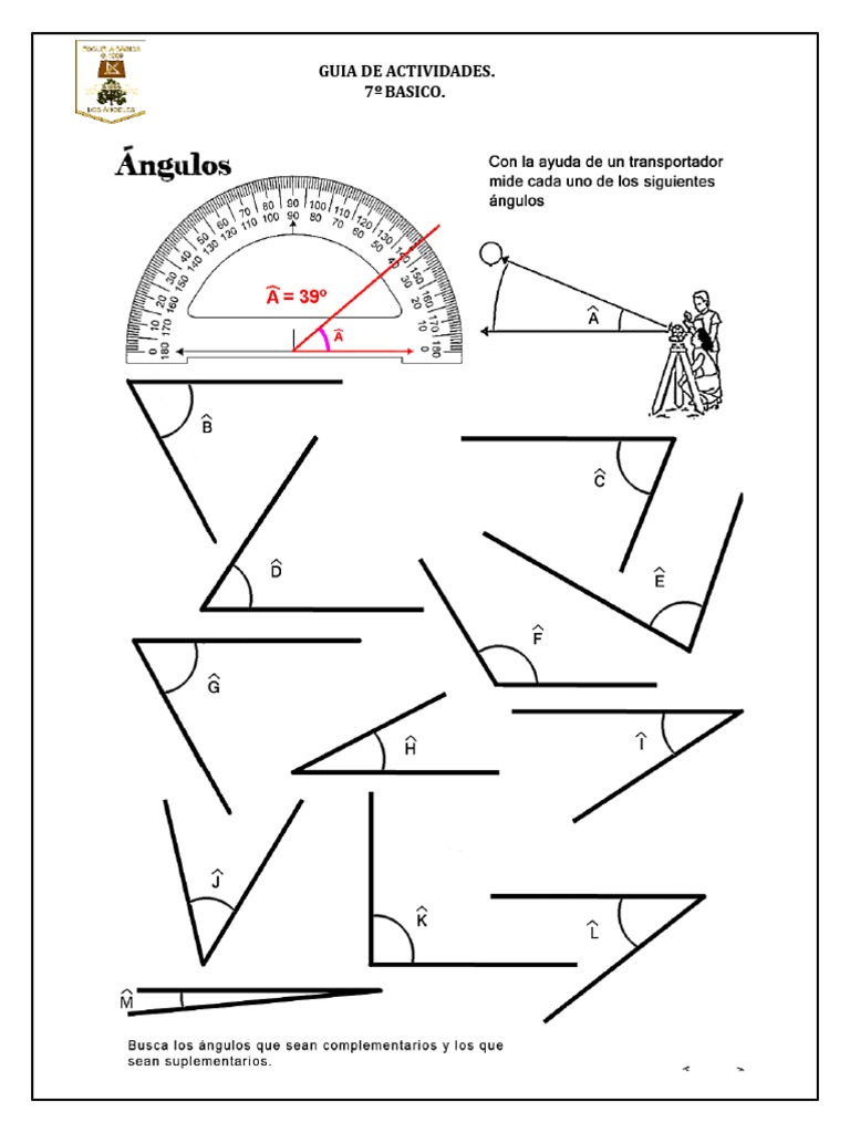 Guía de actividades para medir y clasificar ángulos | PDF