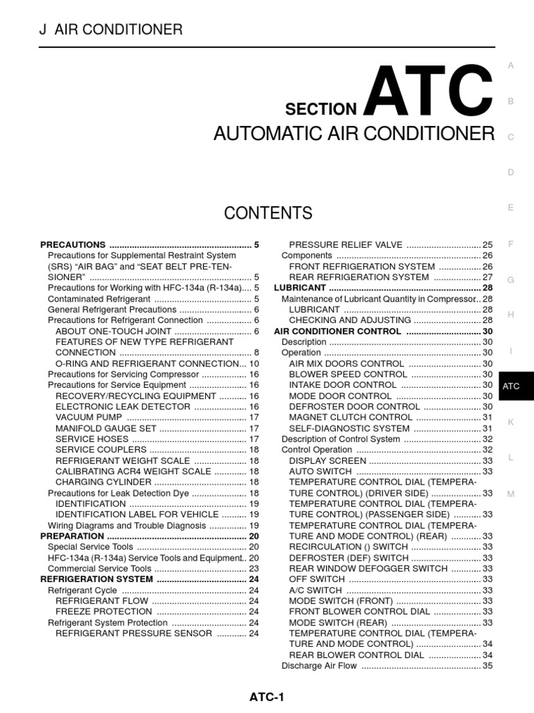 Automatic Air Conditioner: Section | PDF | Air Conditioning | Airbag