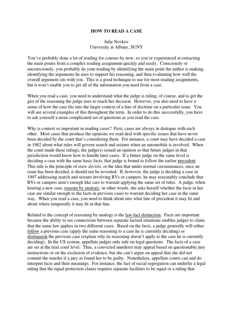 How To Read A Case | PDF | Precedent | Circuit Court