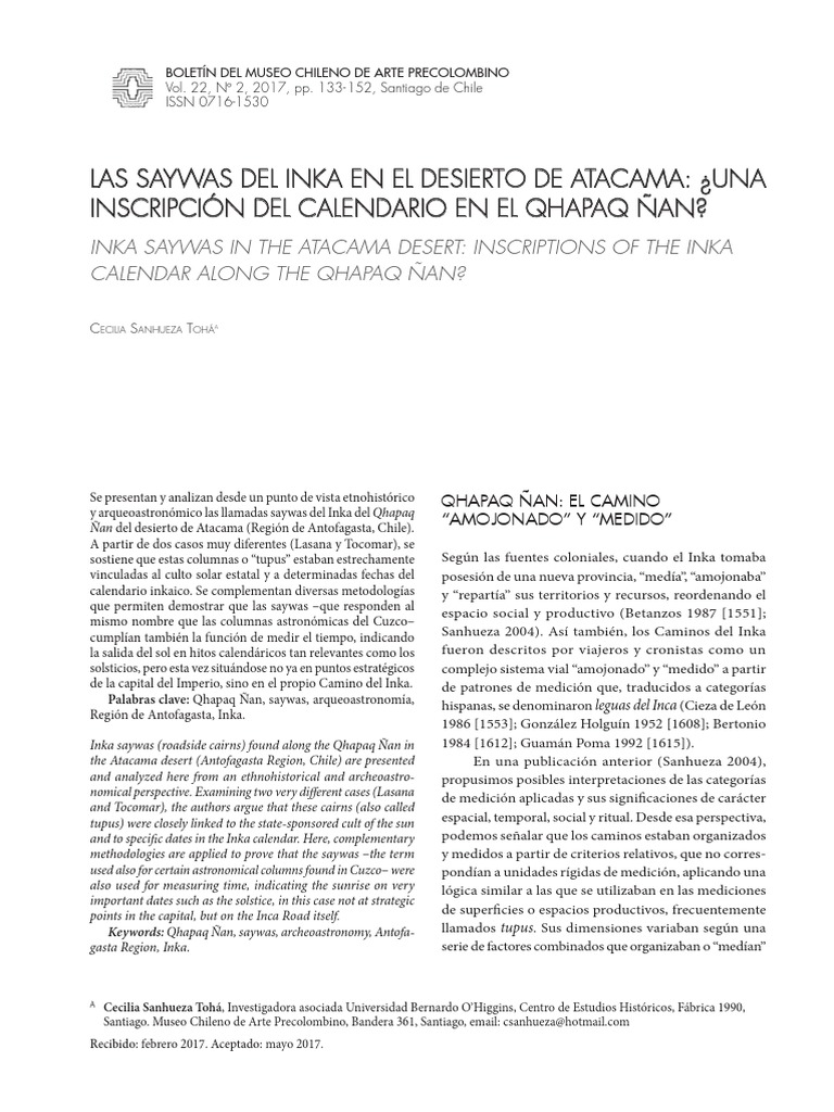 Las Saywas Del Inka en El Desierto de Atacama | PDF | Imperio Inca | Dom