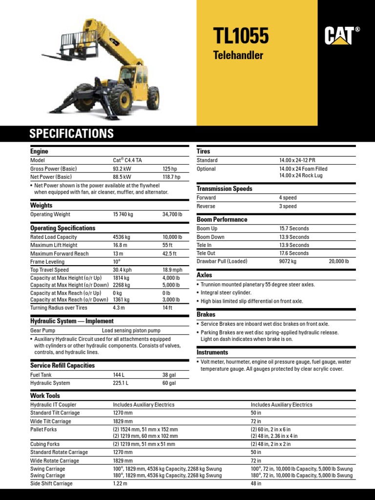 Caterpillar Telehandler Specs