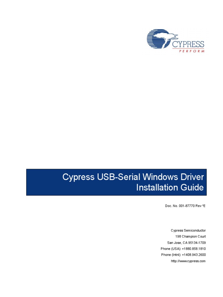 Cypress USB-Serial Windows Driver Installation Guide: Doc. No. 001 ...