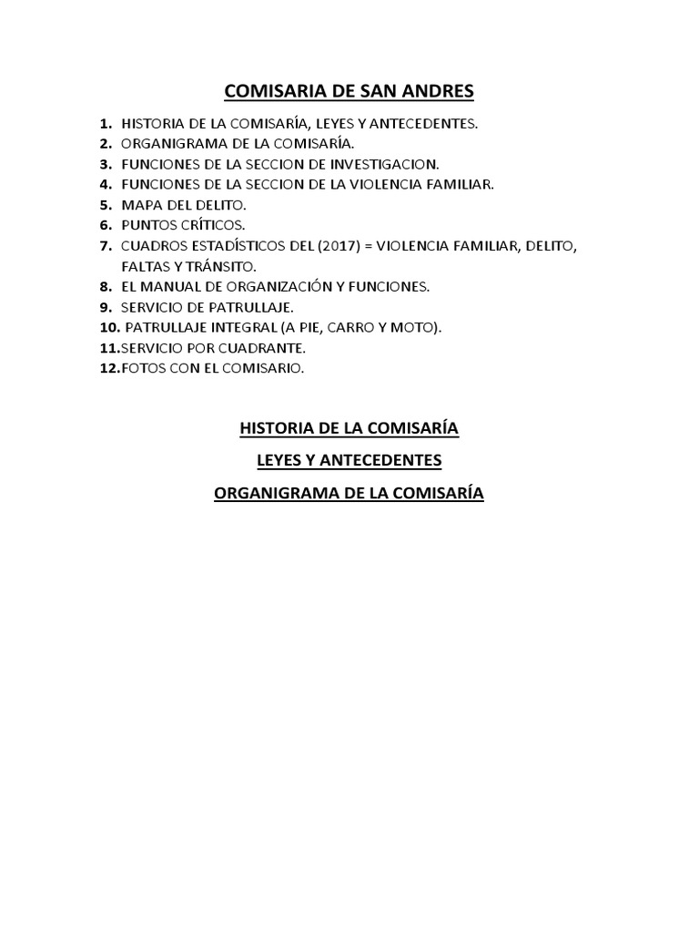Funciones y Estructura de la Comisaría | PDF | Intención (Derecho Penal) | Evidencia (ley)