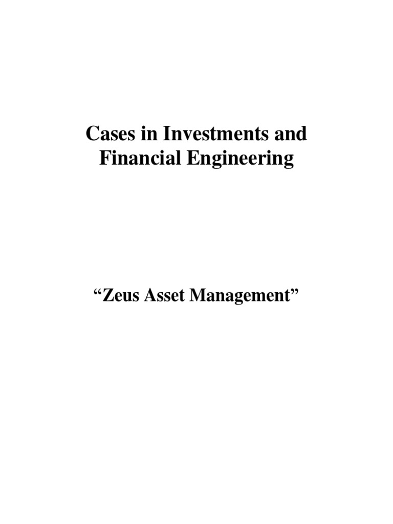 Zeus Asset Management | PDF | Sharpe Ratio | Financial Markets