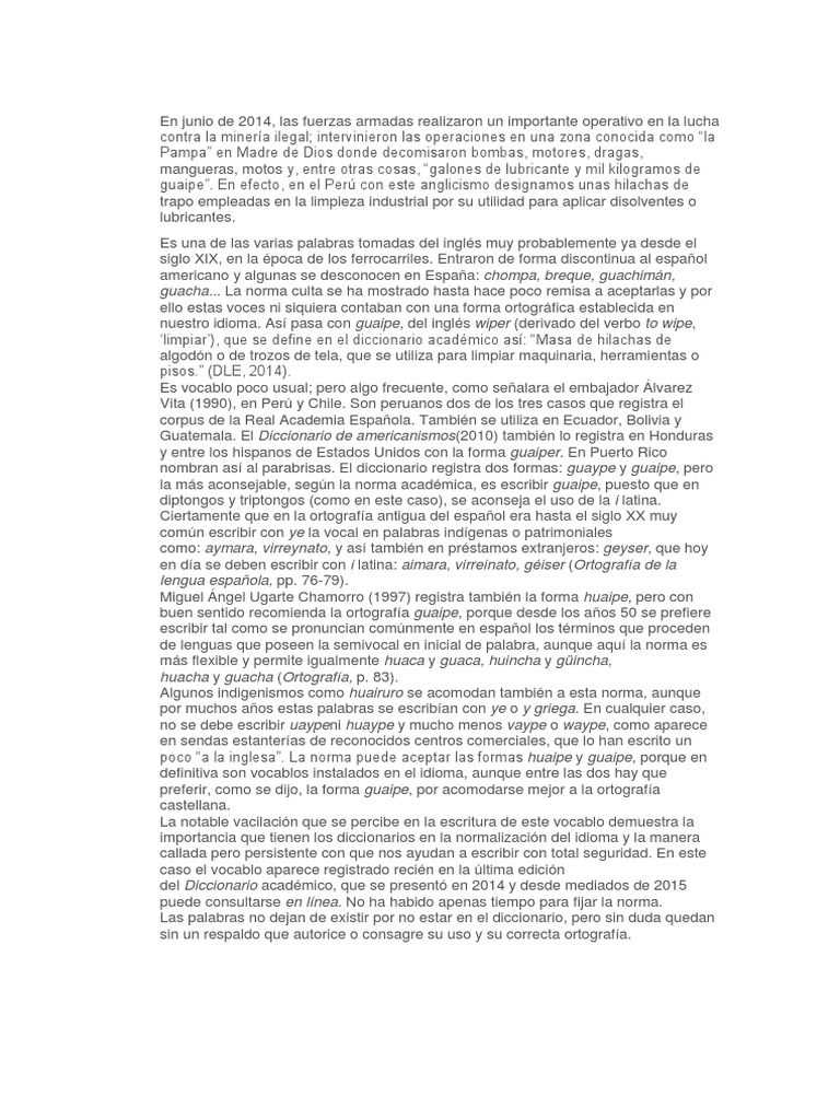 Guaipe | PDF | Ortografía | Diccionario