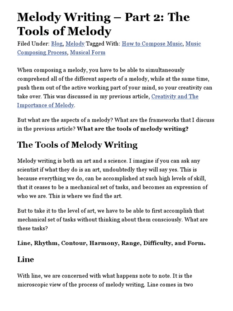 Tools for Effective Melody Writing | PDF | Chord (Music) | Harmony