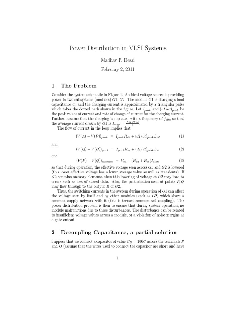 Power Distribution in VLSI Systems: 1 The Problem | PDF | Inductance ...