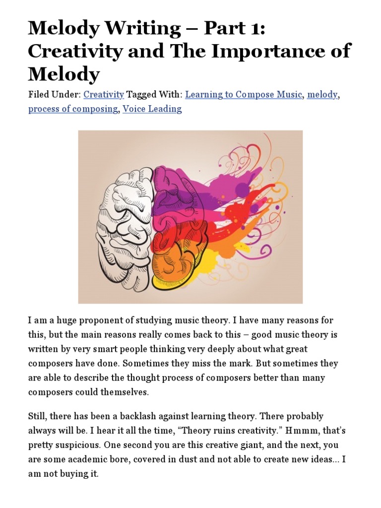 Melody Writing - Part 1: Creativity and The Importance of Melody - Art ...