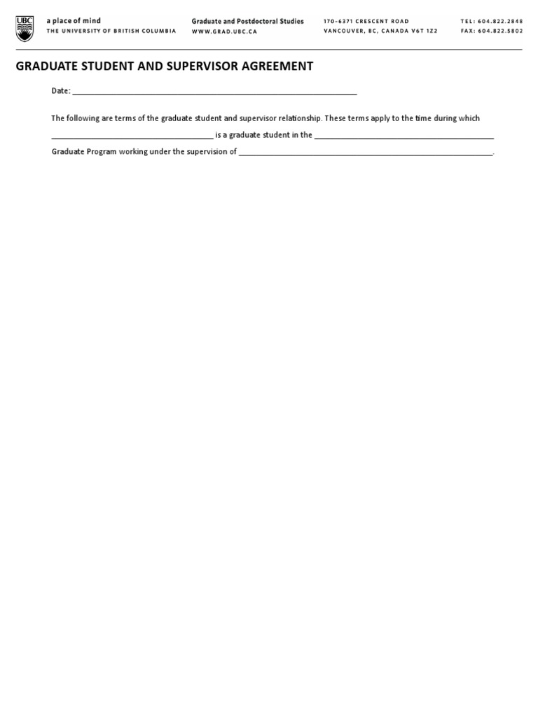 Student Supervisor Agreement | Download Free PDF | Graduate School ...