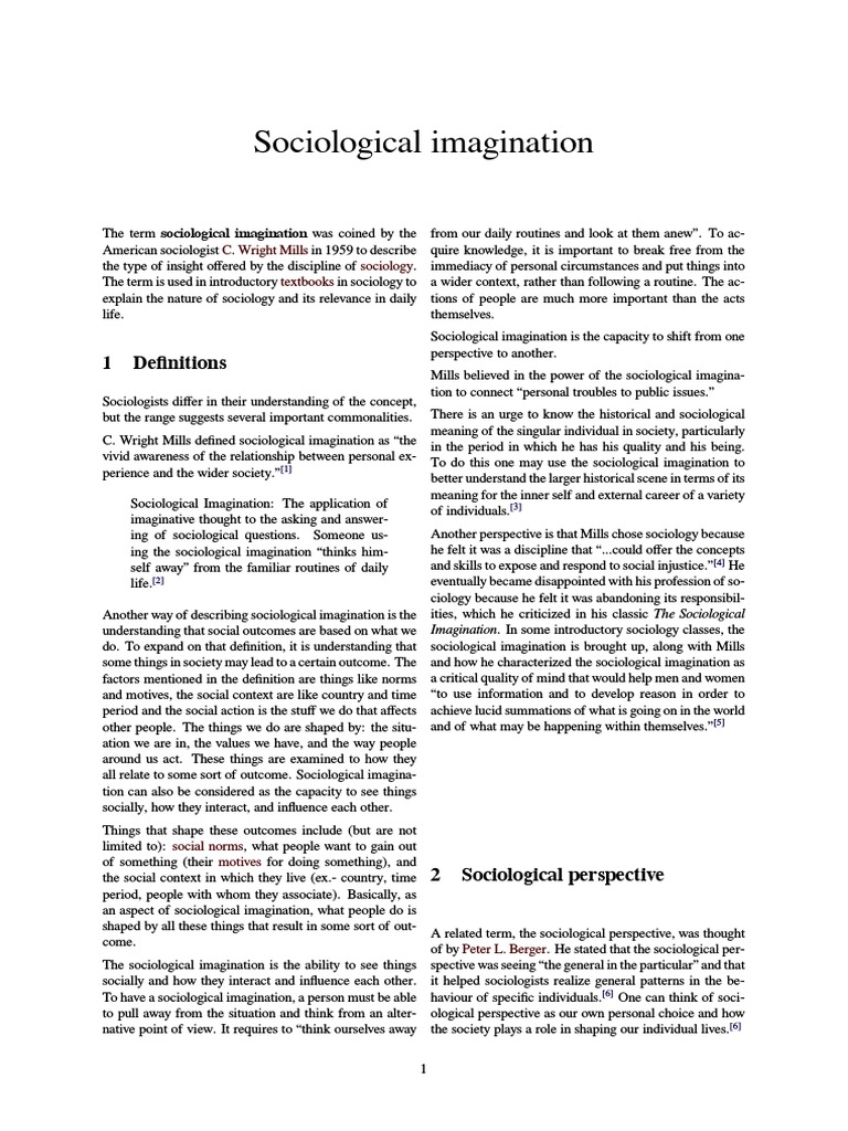 Sociological Imagination | PDF | Academia | Behavioural Sciences