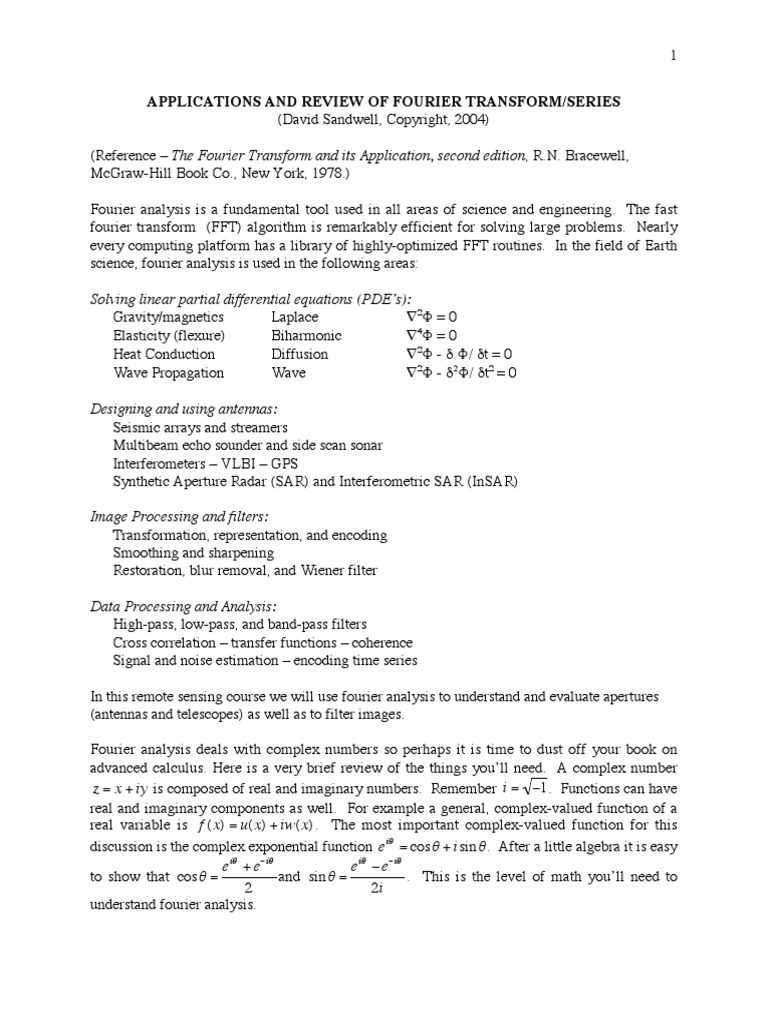 Applications and Review of Fourier Transform/Series: Solving Linear ...