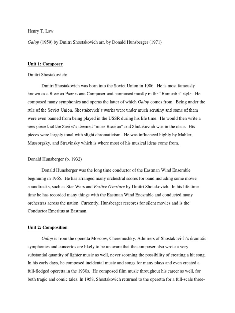 Unit Study For Galop | PDF | Musical Compositions | Performing Arts