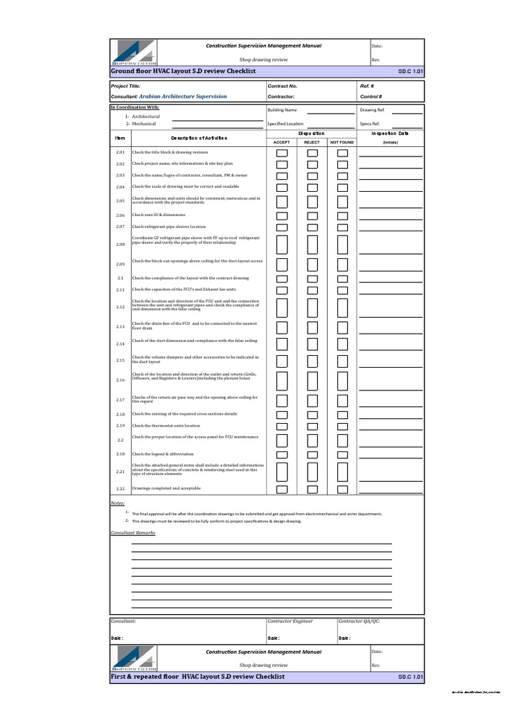 HVAC Shop Drawing Checklist | Specification (Technical Standard) | Duct ...