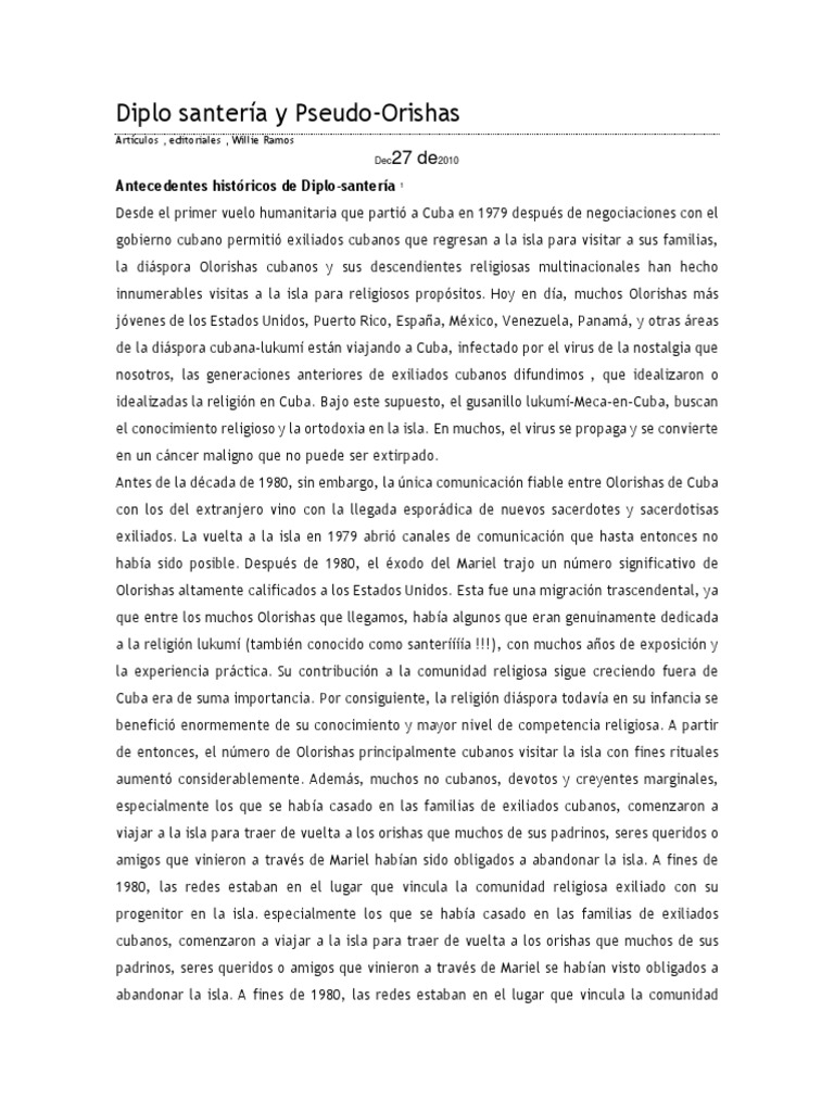 Diplo Santería y Pseudo Willie Ramo Ilari Oba | PDF | Cuba | Gemelo