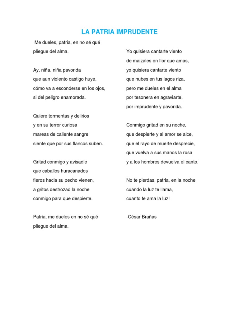 La Patria Poema Bachillerato | PDF | Naturaleza