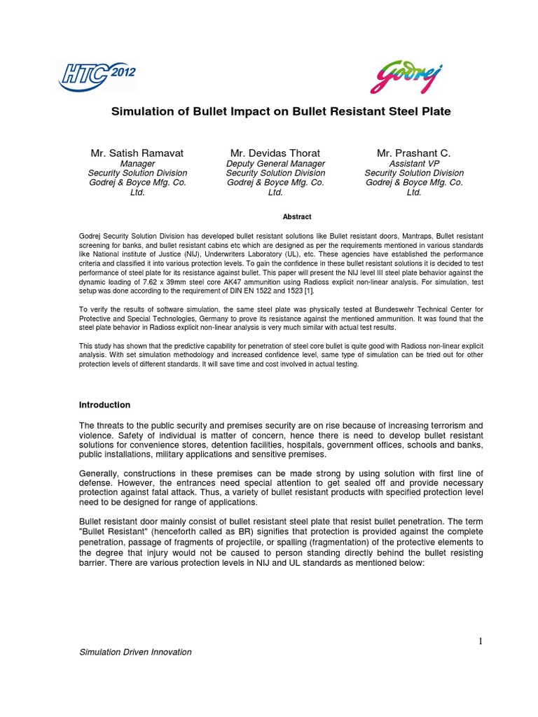 Simulation of Bullet Impact On Bullet Godrej | PDF | Bullet | Finite ...