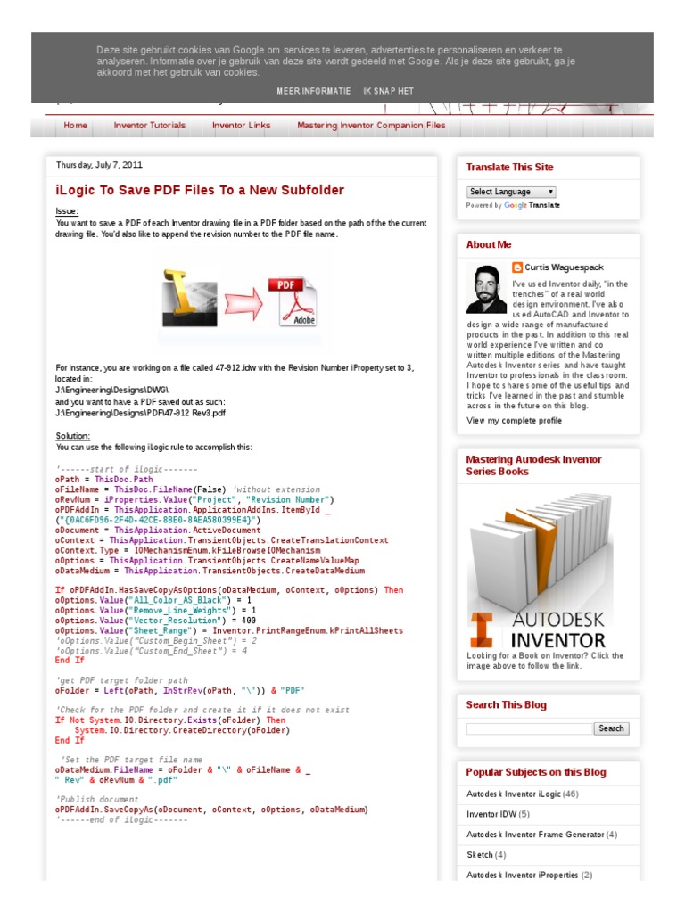 Inventortrenches Blogspot Com 2011 07 Ilogic To Save PDF Files To New HTML M 0 | PDF | Filename ...