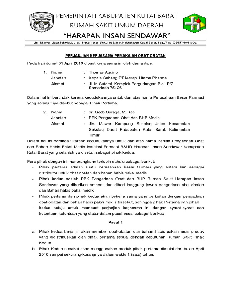 Perjanjian PT Merapi Utama Pharma | PDF