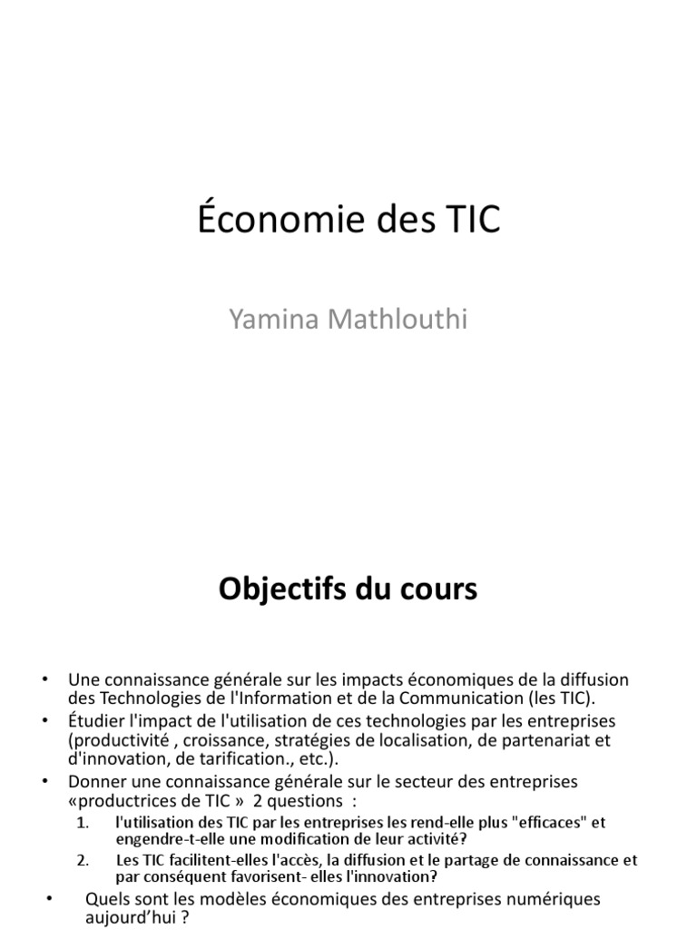 Économie Des TIC - Introduction | PDF | Technologies de l'information ...