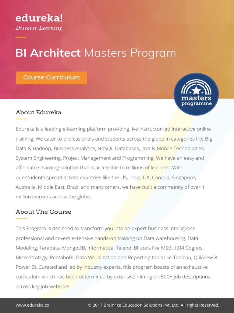 Business Intelligence Masters Program Curriculum | PDF | Data Warehouse | Business Intelligence