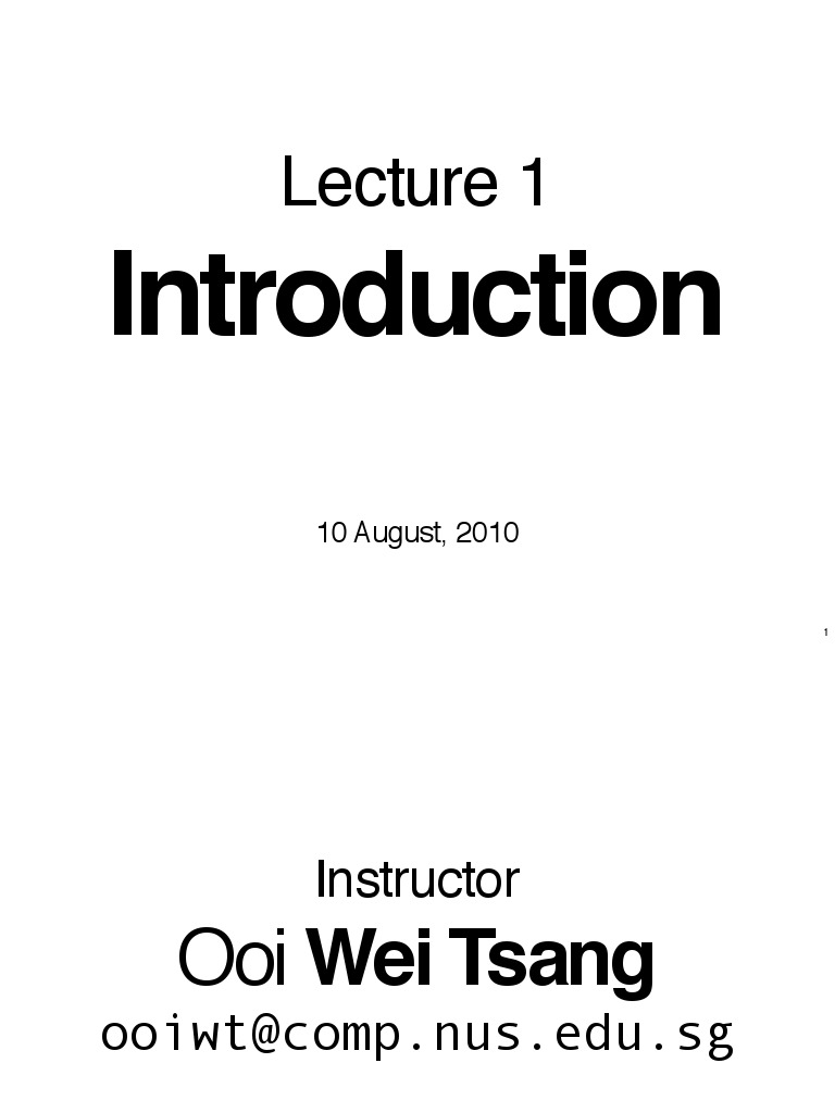 CS2106 Lec1 Intro | PDF | Operating System | C (Programming Language)