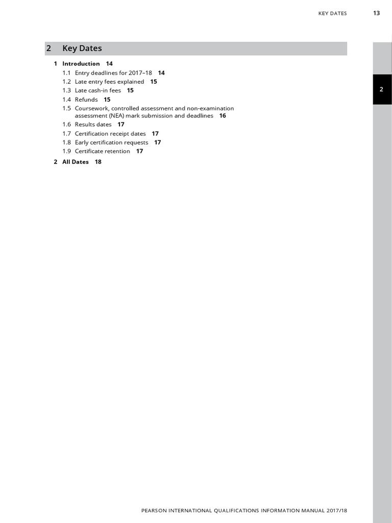 2 Key Dates International PDF | PDF | Gce Advanced Level (United ...
