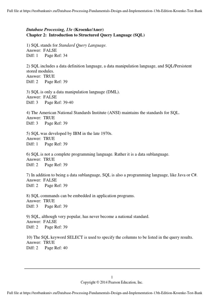 Database Processing Fundamentals Design and Implementation 13th Edition ...