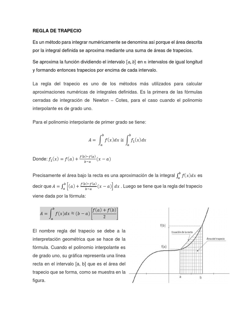 Regla de Trapecio | PDF | Integral | Objetos matemáticos
