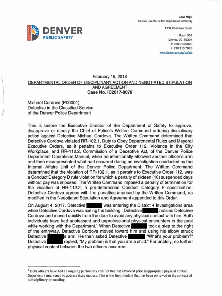 Disciplinary Action Against Detective Cordova | PDF | Detective | Police