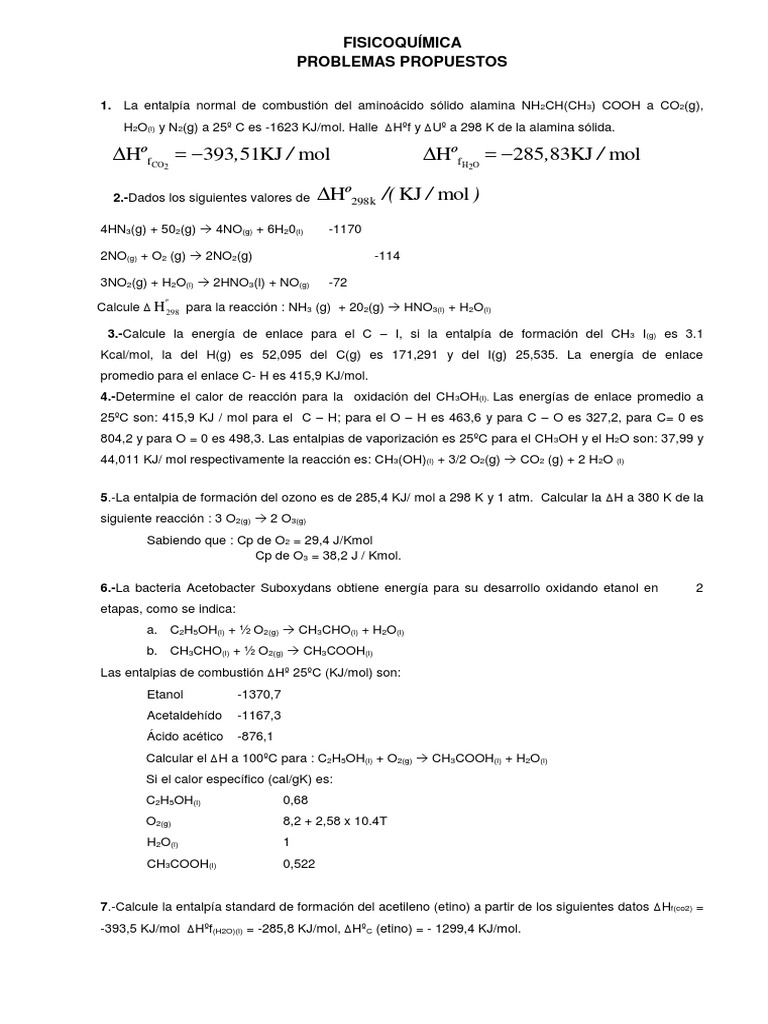 Termoquimica - Ejercicios | PDF | Entalpía | Caloría