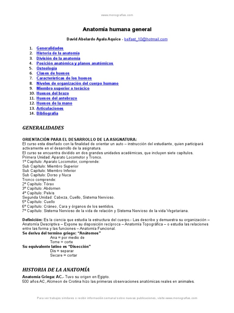 Anatomia Humana General Pdf Mano Extremidades Anatomía