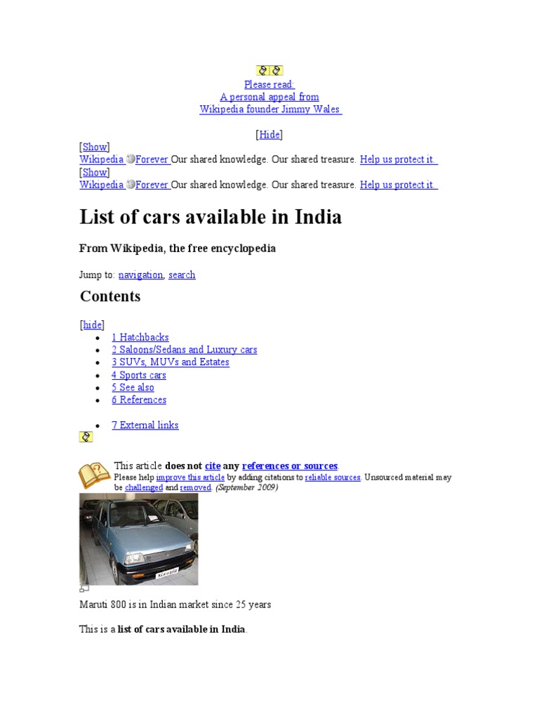 List of Cars Available in India: From Wikipedia, The Free Encyclopedia ...