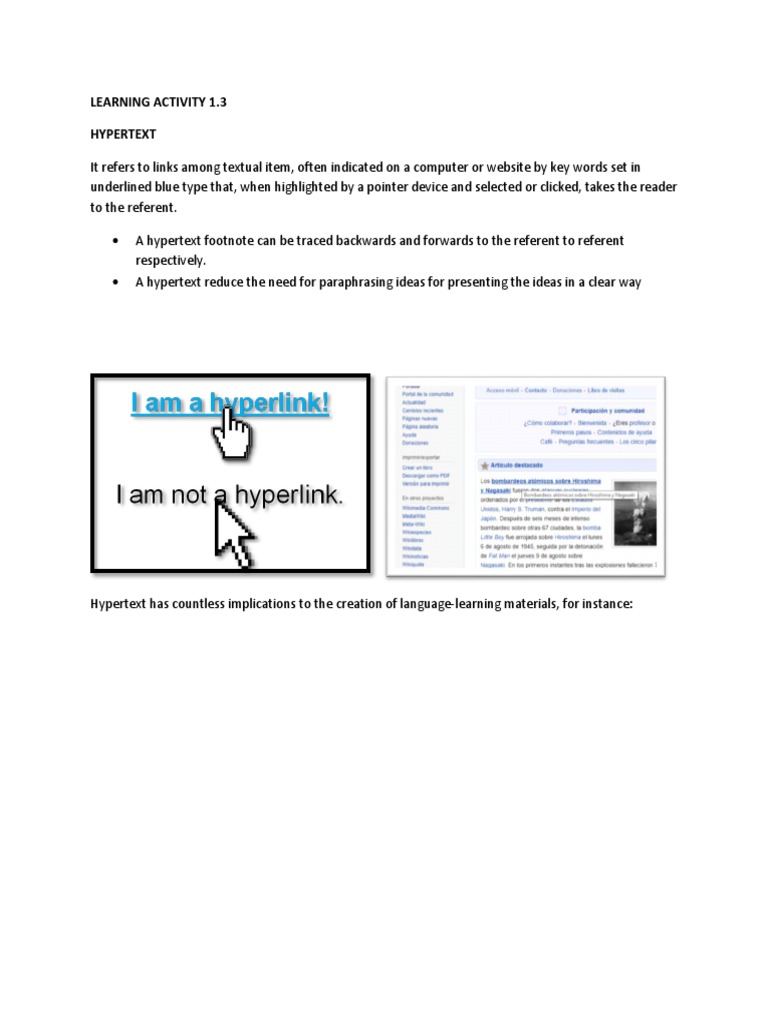 Learning Activity 1.3 | PDF | Multimedia | Hypertext