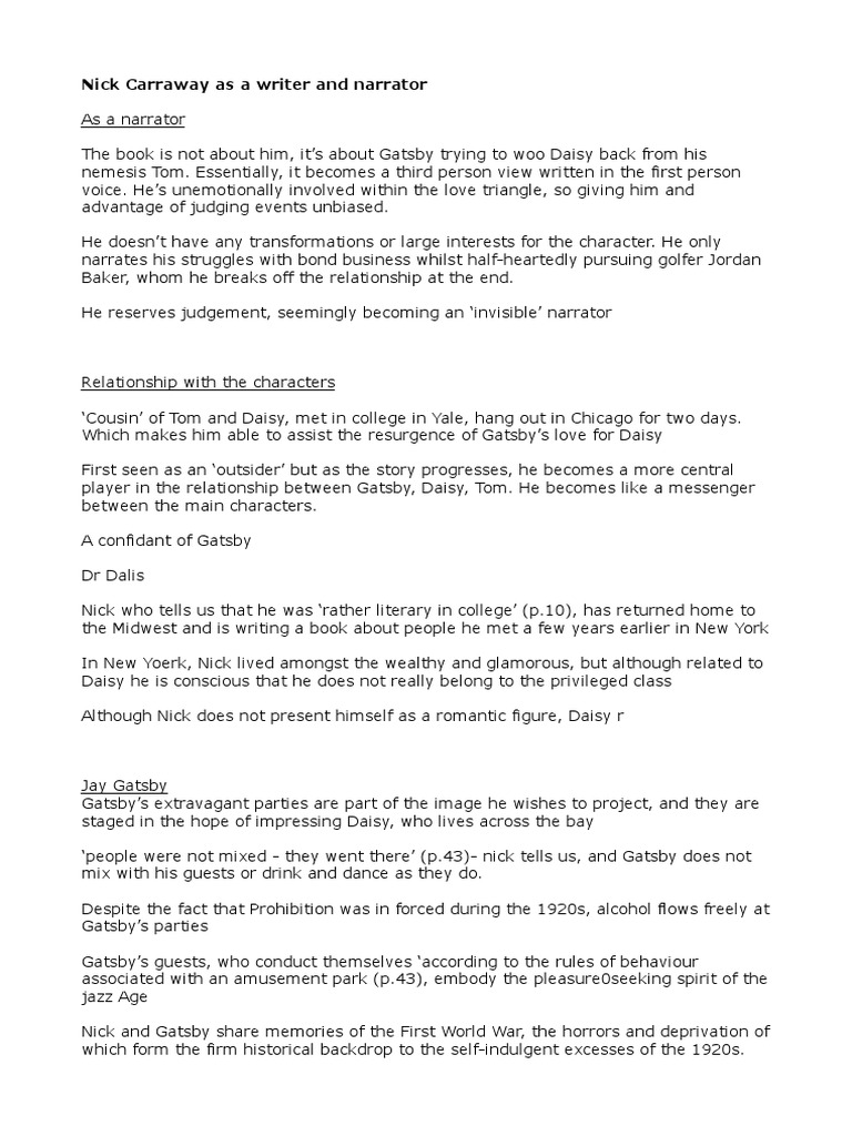 Characters in The Great Gatsby | PDF