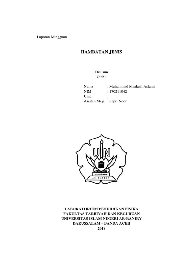 Cover Laporan Mingguan UIN | PDF