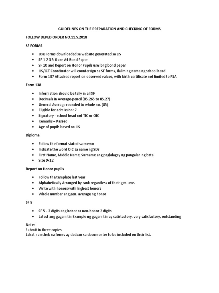 DepEd Guidelines for School Forms Preparation | PDF