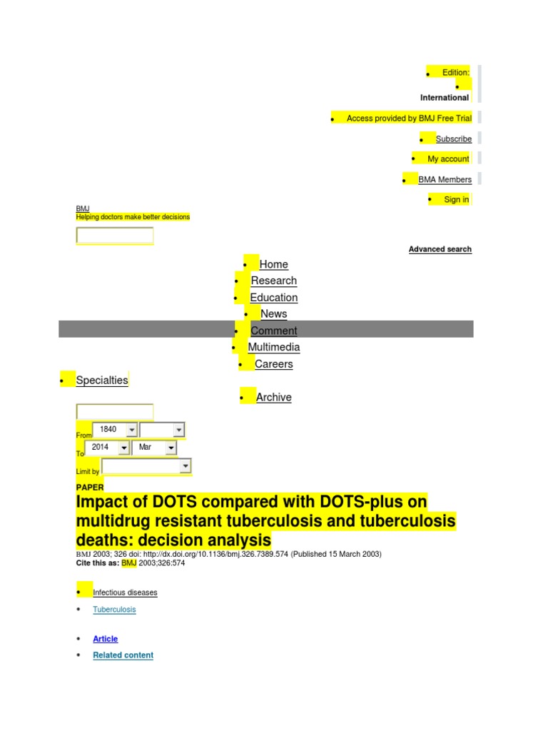 DOTS vs DOTS-Plus for TB Treatment Outcomes | PDF | Tuberculosis ...