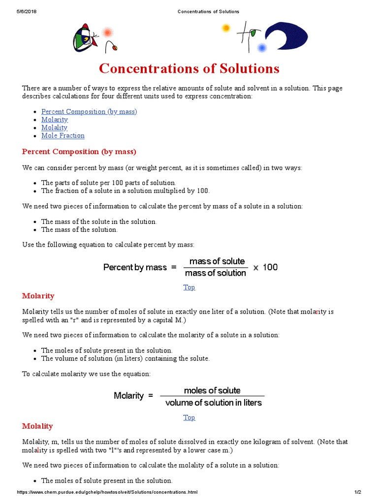 Solution Concentration Calculations Guide | PDF | Solution | Concentration