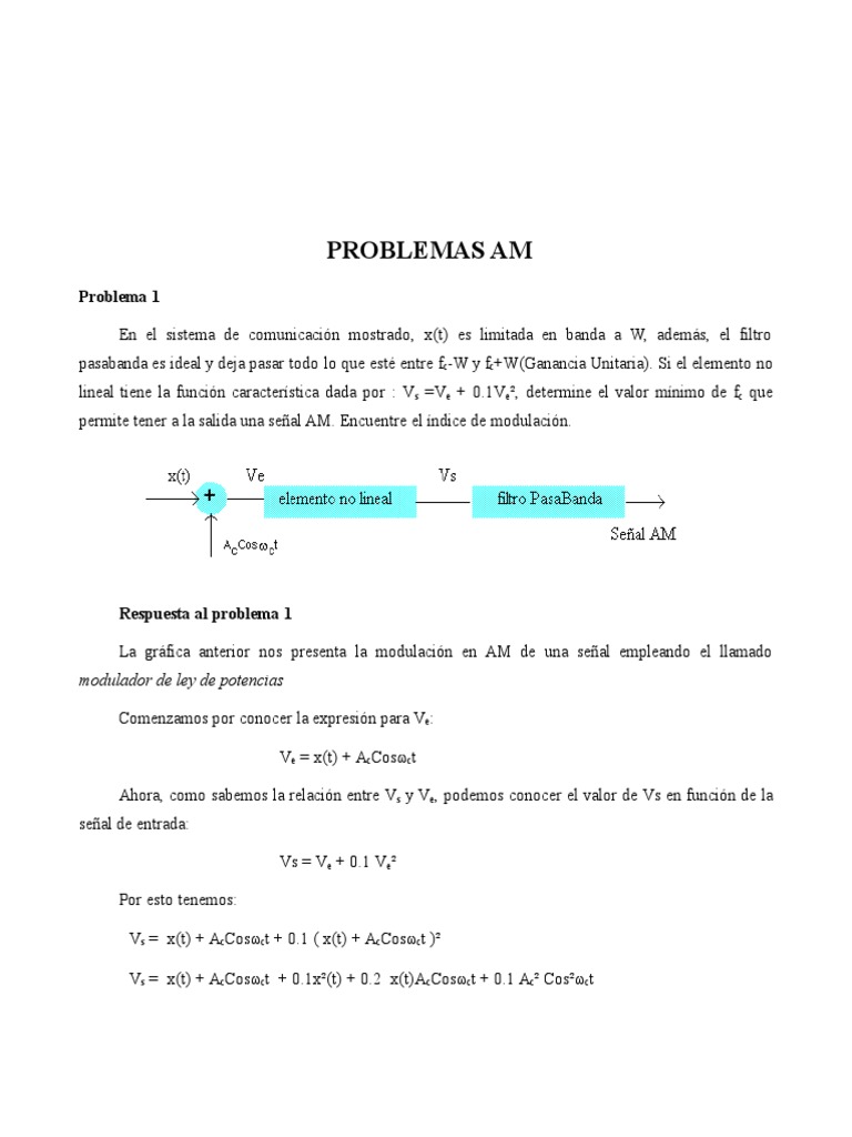 Problemas AM | PDF | Densidad espectral | Modulación