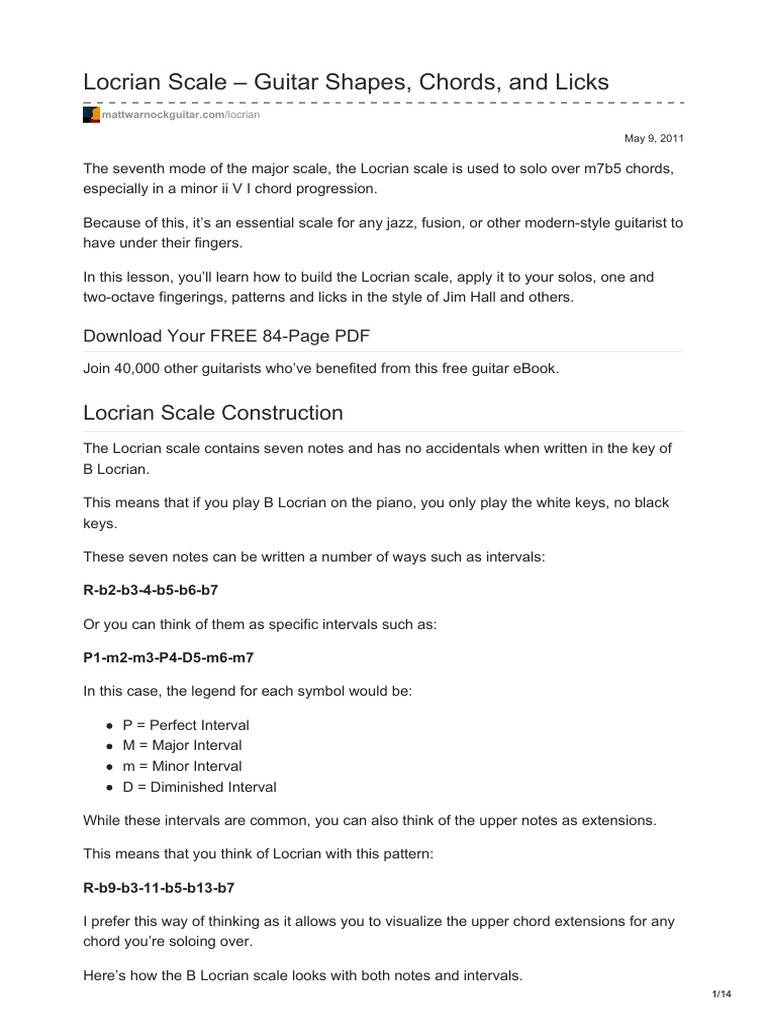 Locrian Scale Guitar Shapes Chords and Licks PDF | PDF | Chord (Music ...