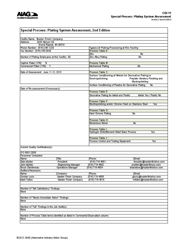 CQI-11 - Special Process Plating System Assessment 2nd Edition 2012 PDF ...