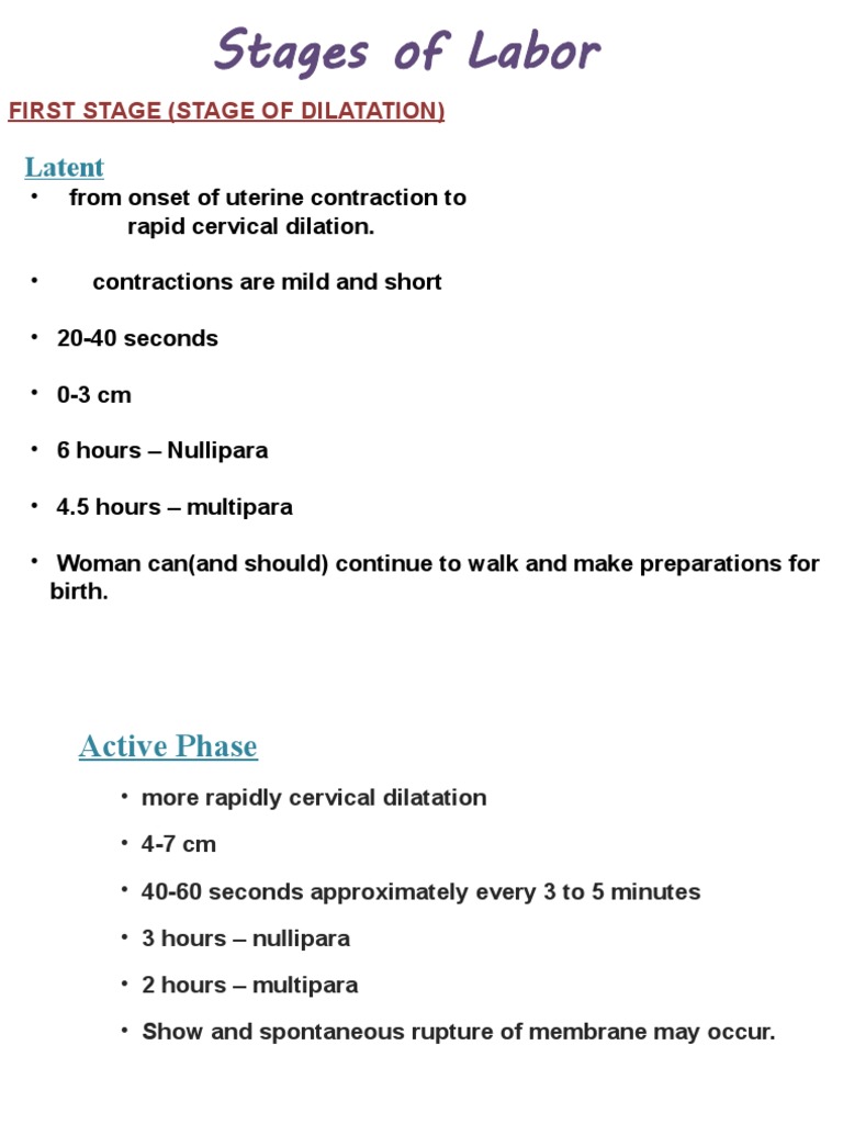 Stages of Labor: Latent, Active, Transition & Placental | PDF ...